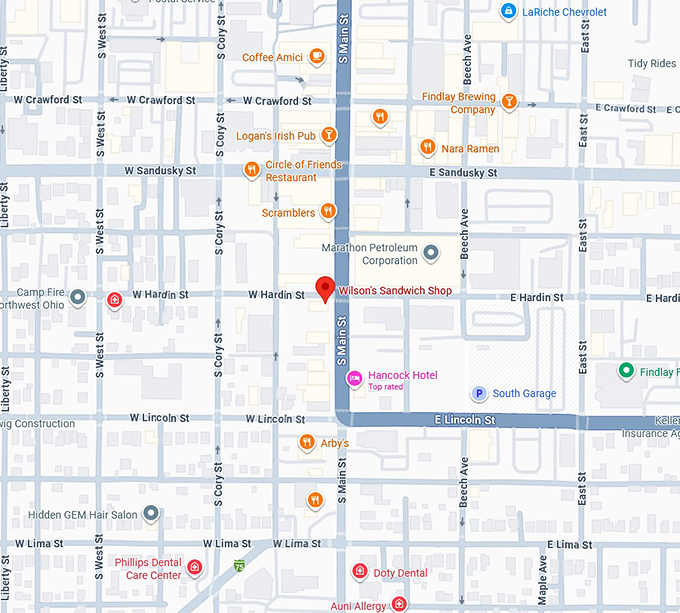 16. wilson&rsquo;s sandwich shop map