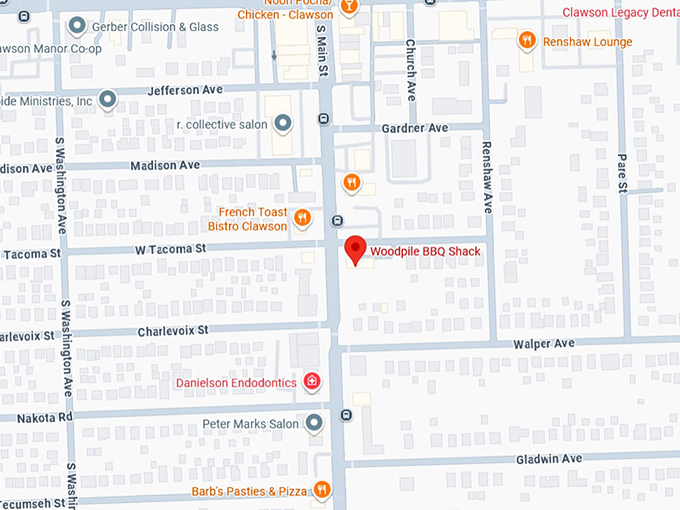 16. woodpile bbq shack map