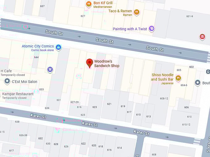16. woodrow&rsquo;s sandwich shop map