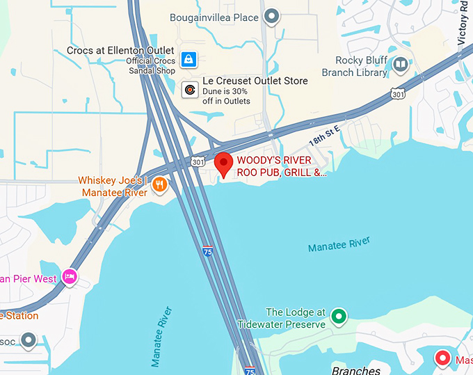 16. woody's river roo pub, grill & tiki bar map