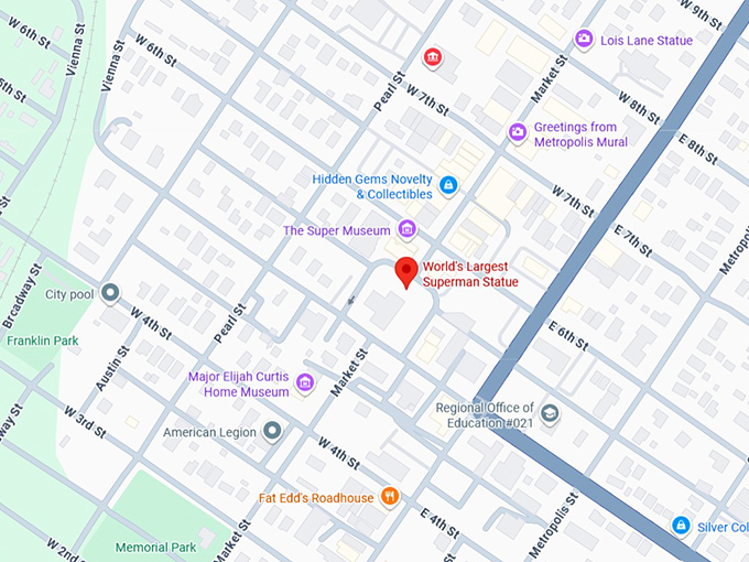 16. world's largest superman statue map