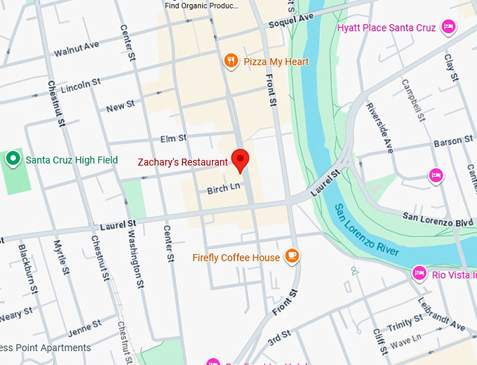 16. zachary's restaurant map