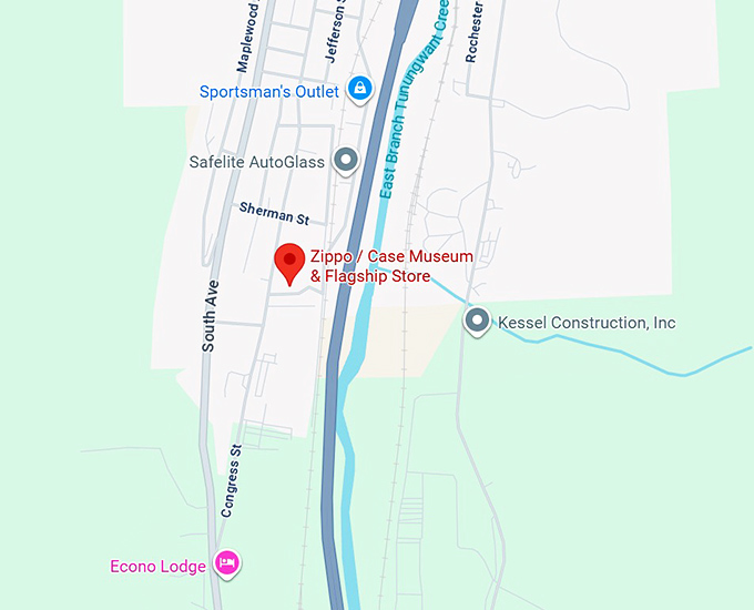 16. zippo case museum & flagship store map