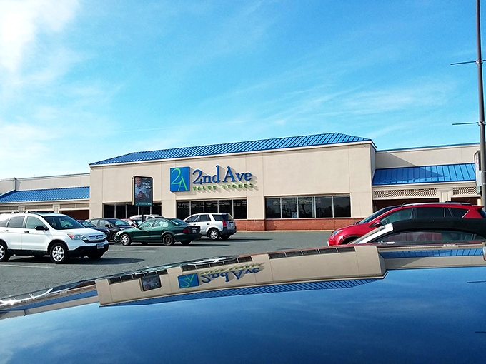 The blue-roofed bargain palace where wallets breathe easy and closets get nervous about new arrivals.