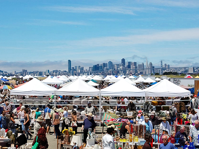 Treasure hunting with the San Francisco skyline as your backdrop? The Alameda Point Antiques Faire turns bargain hunting into a postcard-worthy experience.