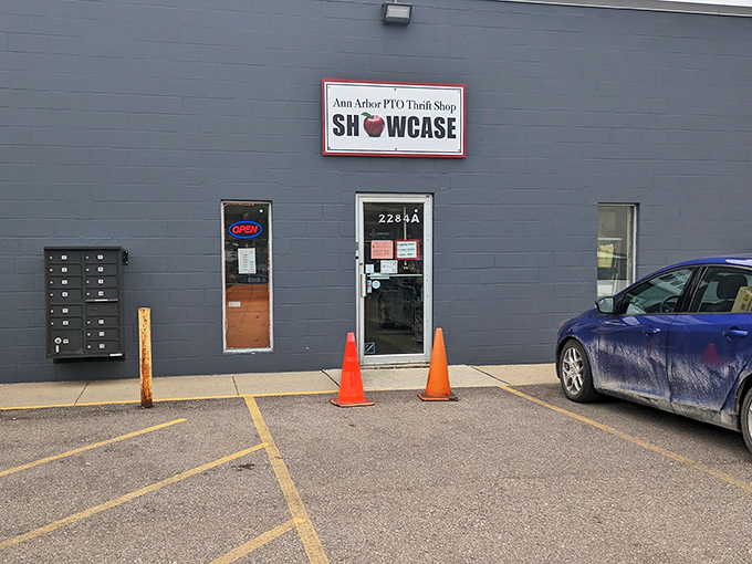 The unassuming exterior of Ann Arbor PTO Thrift Shop hides a wonderland of treasures waiting to be discovered inside.