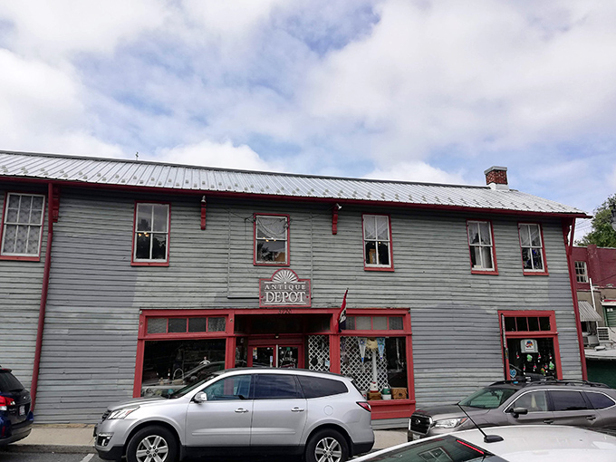 This charming gray building with red trim houses treasures that would make your grandmother's attic jealous.