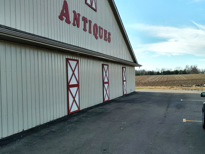 That classic barn exterior promises treasures inside - like a country store from your childhood dreams.