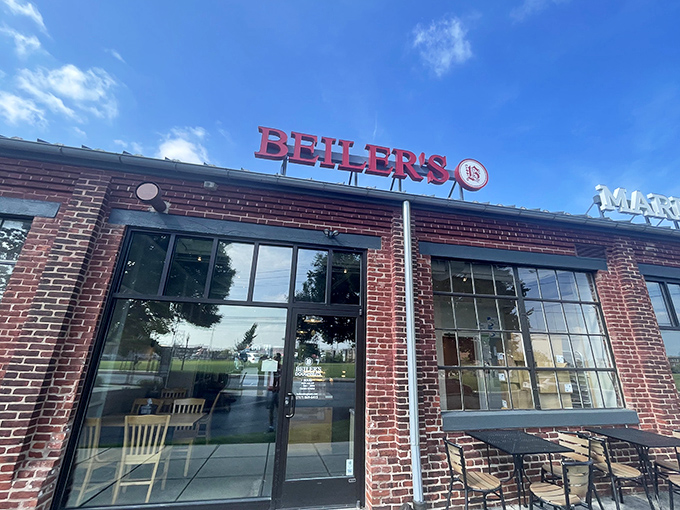 That red brick facade promises something special - and those outdoor tables suggest lingering is encouraged.