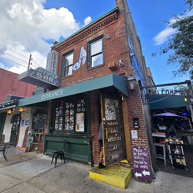 That classic brick facade whispers "come on in" like your favorite neighborhood joint from decades past.