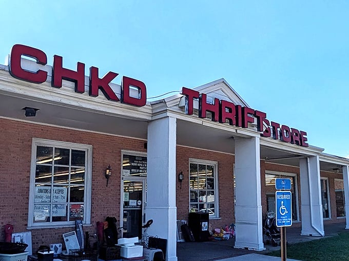 Look at that storefront - CHKD Thrift Store welcomes bargain hunters with open arms and endless possibilities inside.