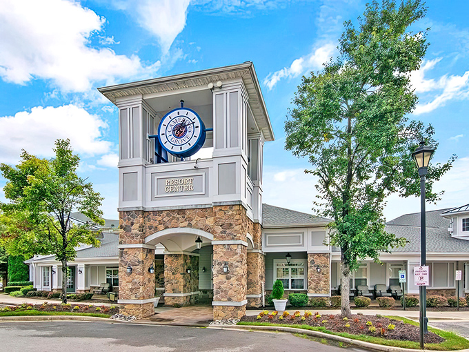 Like a scene from "The Andy Griffith Show," this charming clocktower entrance welcomes you home with timeless elegance.