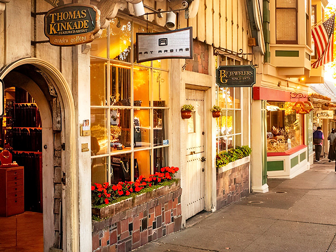 Fairy-tale storefronts line Carmel's enchanted streets where every window tells a whimsical story.