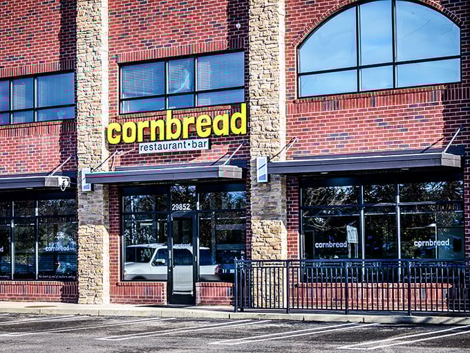 That yellow "cornbread" sign isn't just advertising &ndash; it's making a promise this Southfield spot absolutely delivers on.