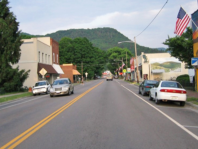Main Street Damascus stretches ahead like a Norman Rockwell painting come to life in the Virginia mountains.
