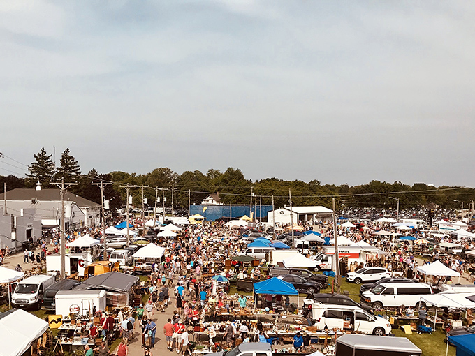 Aerial view of Elkhorn's treasure hunt paradise &ndash; where one person's attic castoffs become another's prized collection starter!