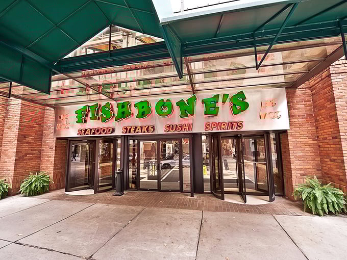 That green and red signage practically shouts "fresh seafood inside" - like a lighthouse guiding hungry souls to shore.