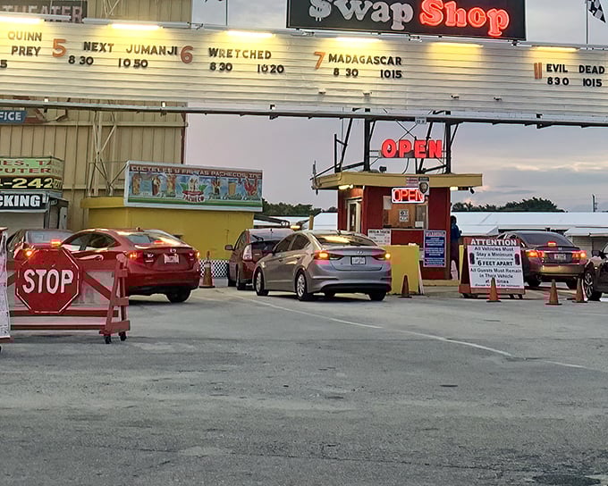 The entrance to Fort Lauderdale Swap Shop doubles as a drive-in theater. Movie night and bargain hunting? That's what I call a Florida two-for-one special!