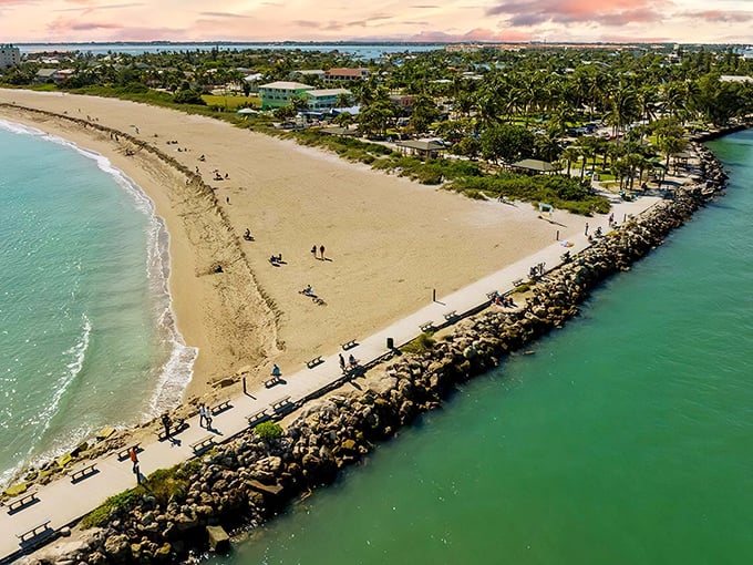 Fort Pierce's stunning shoreline where the jetty creates a perfect pocket of calm waters. Paradise doesn't always require a passport!