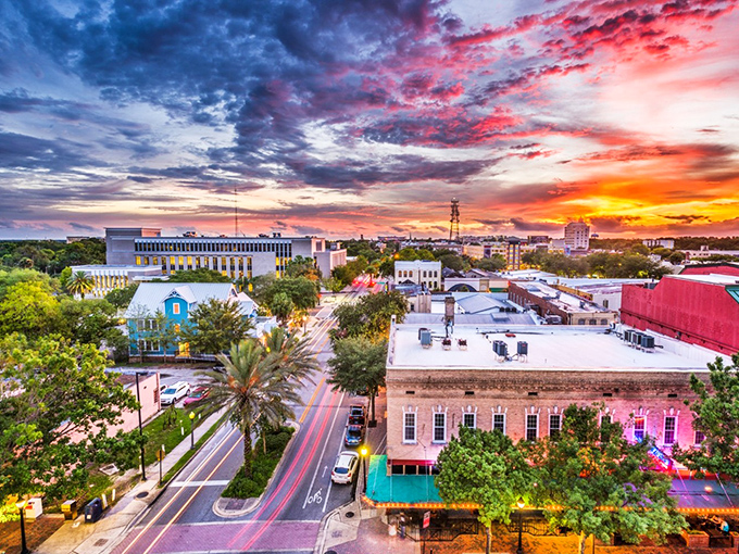 Gainesville's skyline at sunset paints the perfect backdrop for affordable living. Those cotton candy clouds come free with every Social Security check!