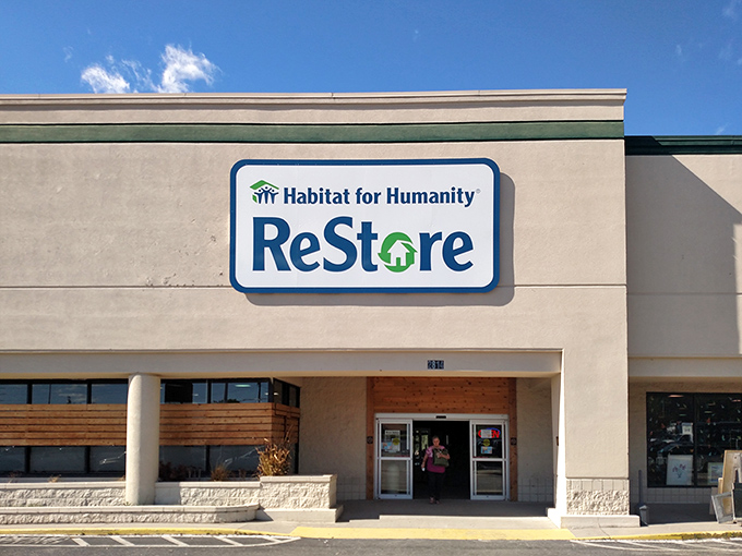 That familiar blue sign means one thing: treasure hunting with a purpose awaits inside this spacious store.