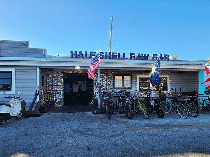 The Half Shell Raw Bar's weathered exterior and bike lineup tell you everything &ndash; this is Key West authenticity at its finest.
