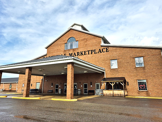 This brick marketplace stands ready like a treasure chest, promising endless discoveries inside its welcoming walls.