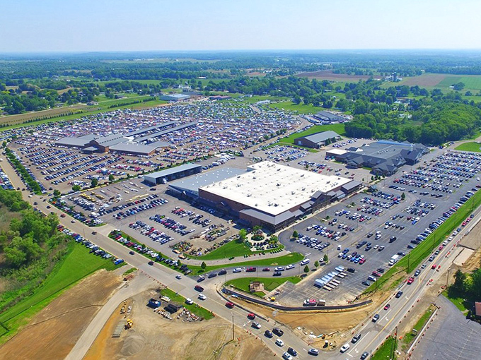 Aerial view reveals Hartville's true scale &ndash; a treasure hunter's paradise stretching as far as the eye can see.