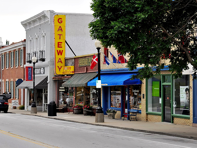 These charming storefronts whisper stories of simpler times when neighbors knew each other's names.