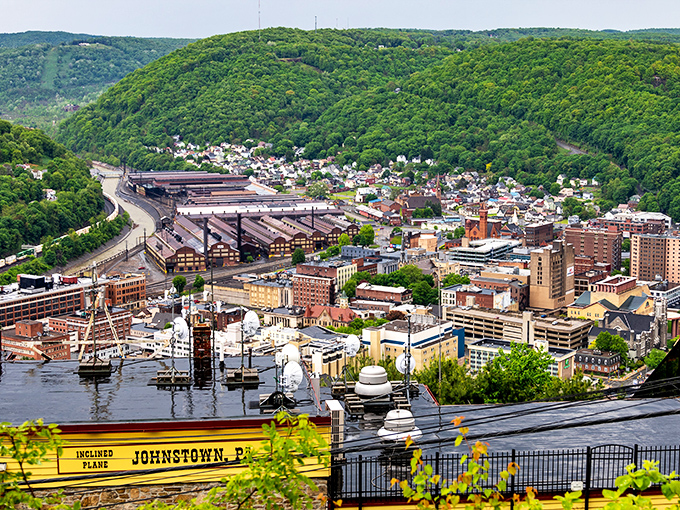 Look at this view! Johnstown spreads across the valley like a perfectly planned neighborhood from above.