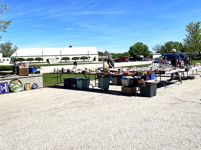 Outdoor treasure hunting at its finest - vendors spread their wares under the open sky at Kane County's legendary flea market.