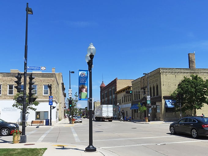 Manitowoc's historic downtown invites you to stroll at your own pace, where traffic lights are merely suggestions for slowing down.