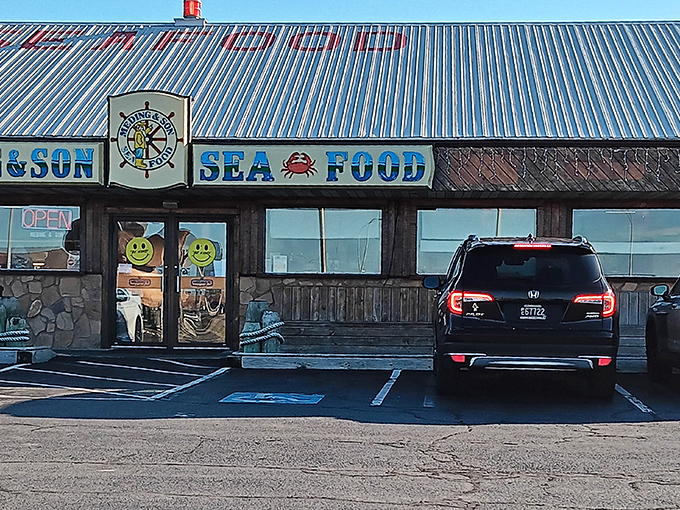 Look at that weathered charm! Meding's wears its no-frills badge like a fisherman's favorite cap. 