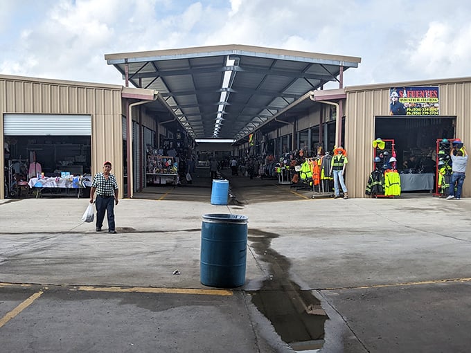 Wide aisles and covered comfort make treasure hunting feel like a leisurely stroll through bargain paradise.