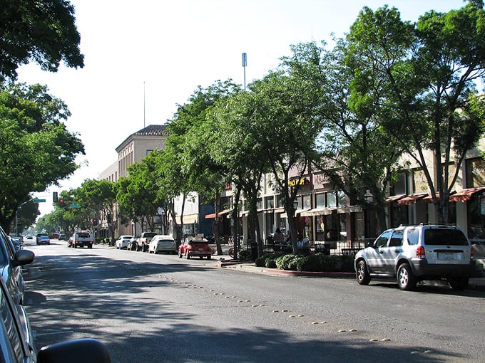 Tree-lined streets and classic storefronts create the perfect backdrop for affordable California living dreams.