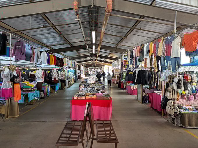 Treasure hunters paradise! Mesa Market Place's covered walkways stretch endlessly with colorful merchandise waiting to be discovered.