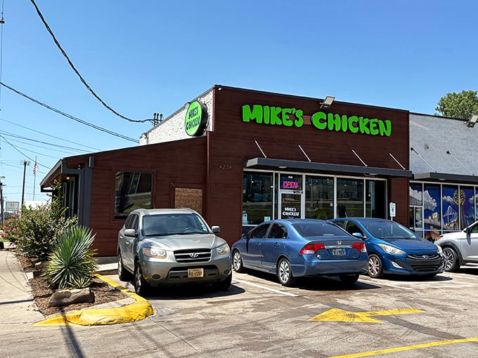 Mike's Chicken: That bright green sign isn't just a beacon&mdash;it's a promise of chicken so good you'll forget your table manners.