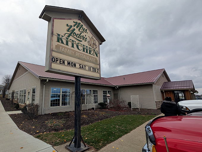 Mrs. Yoder's Kitchen sits like a welcoming beacon, promising homemade comfort in every bite.