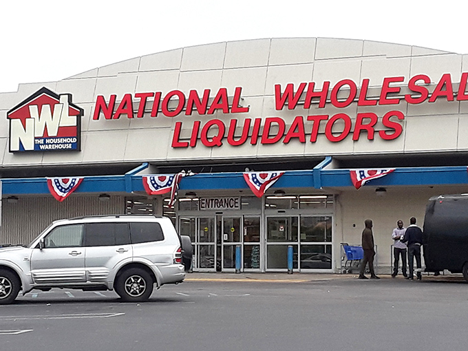 The red-lettered promise of National Wholesale Liquidators beckons like a treasure cave for bargain hunters. Prepare for aisles of unexpected finds!