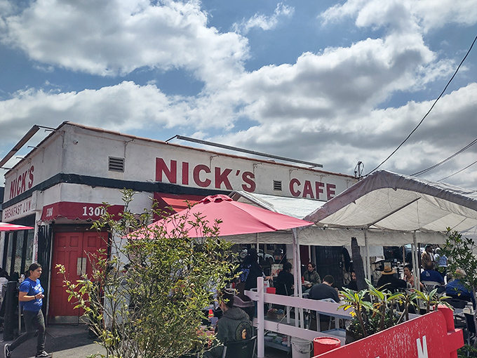 That weathered charm speaks louder than any fancy renovation &ndash; this is where breakfast legends are born.