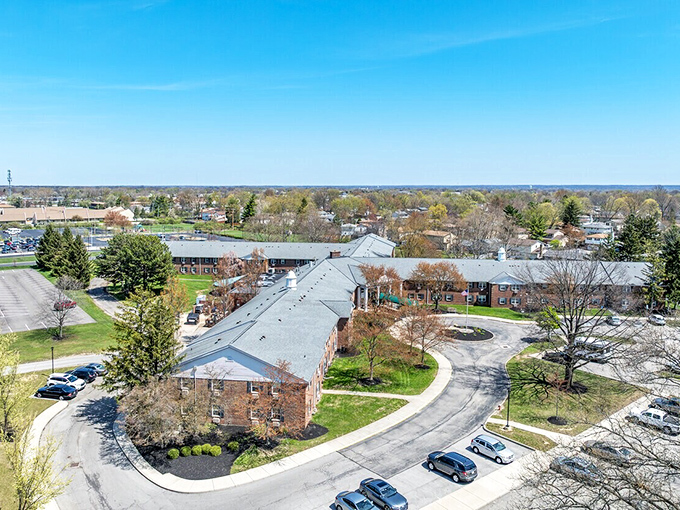 Aerial views reveal the smart layout that makes senior living both practical and pretty.
