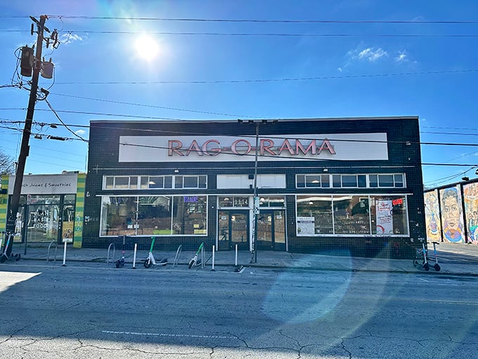 That classic storefront charm whispers "treasure hunt ahead" - vintage finds await inside this Atlanta gem.