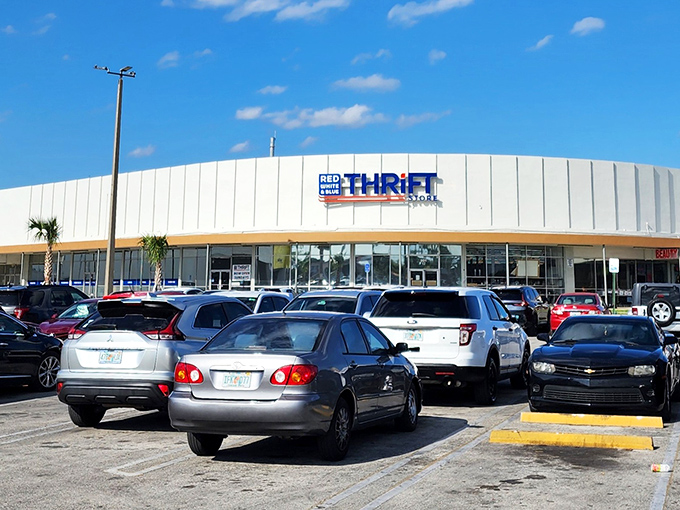 That packed parking lot tells the whole story - when thrifters find gold, word spreads fast.