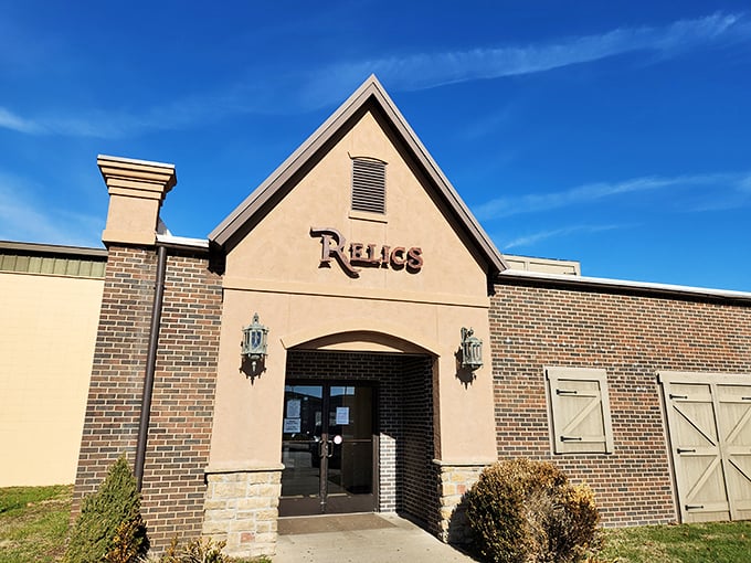 That brick facade says "serious antique business" - like a treasure vault disguised as a neighborhood store.