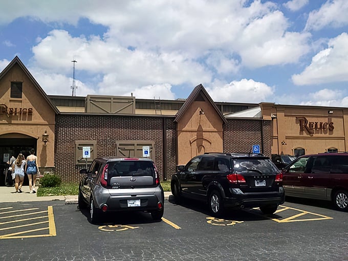 That bright facade and arched entrance promise treasures inside - like a castle for bargain hunters seeking their holy grail.