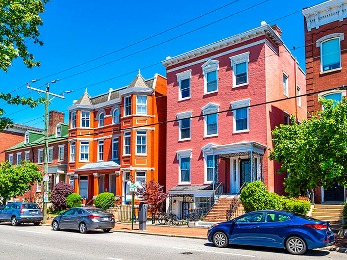 Richmond's colorful rowhouses line up like a rainbow of possibilities, each one telling its own story.