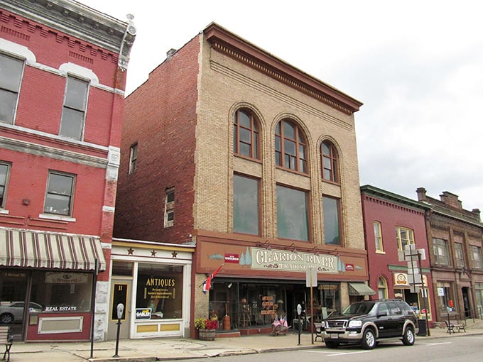 Historic brick buildings line Ridgway's charming main street, where time seems to slow down just enough to savor life's simple pleasures.