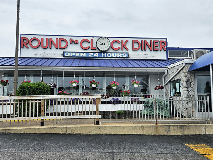 The iconic Round the Clock Diner sign promises what we all secretly want&mdash;breakfast at midnight and pancakes whenever the mood strikes!