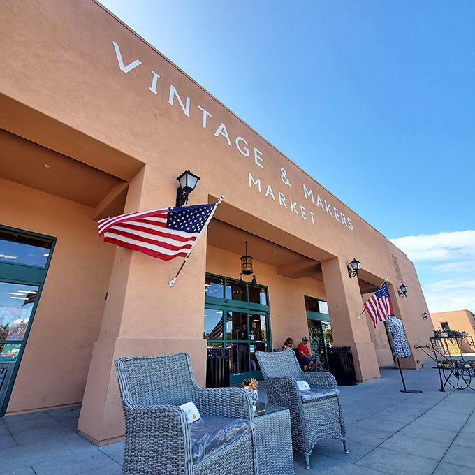 The welcoming facade of Sea Hive Vintage & Makers Market, where treasure hunting begins under the warm San Diego sun.