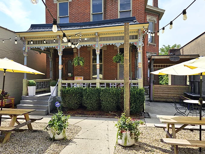 That charming brick porch says "come on in" louder than any neon sign ever could.